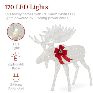 2-Piece Moose Family Lighted Outdoor Christmas Decoration Set w/ LED L ...