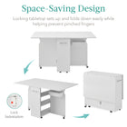 Multipurpose Folding Table w/ Wheels, 3 Storage Shelves, Cubby, Handle ...