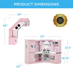 Pretend Play Corner Kitchen Wooden Toy Set for Kids w/ Lights, Sounds ...