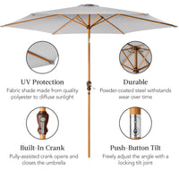 Outdoor Woodgrain Pattern Patio Umbrella Decoration w/ Tilt, Crank - 1 ...