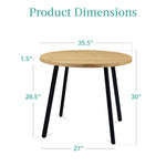 Mid-Century Modern Round Dining Table w/ Adjustable Feet - 35.5in ...