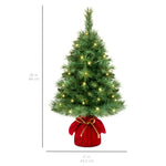 Pre-Lit Tabletop Christmas Tree w/ Red Velvet Cover & Gold Cord – Best ...