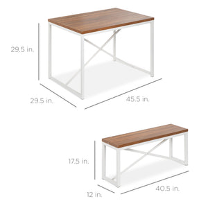 3-Piece Bench Style Dining Furniture Set w/ 2 Benches, Table - 45.5in ...